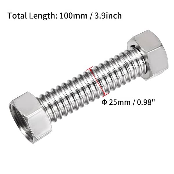 Corrugated Stainless Steel Water Line 3.9inch Long G1 Female Threaded ...