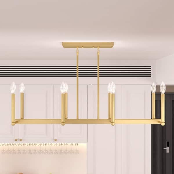 Acroma 8-lights 43.3In Dimmable Modern Gold Linear Chandelier for ...