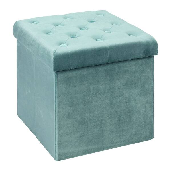 Storage Ottoman Cube Velvet Tufted Folding Ottomans Footstool Rest Seat ...