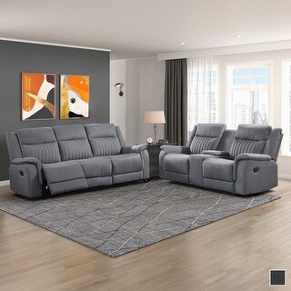 Lenore 2-Piece Microfiber Manual Reclining Sofa Set - Bed Bath & Beyond ...