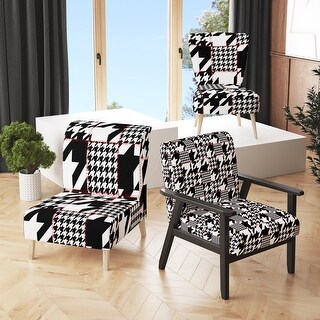 Designart "Classic Houndstooth Pattern" Upholstered Mid-Century Accent ...
