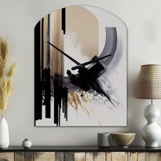 Designart - Black, White And Gold Expression IV - Abstract Large Wall ...