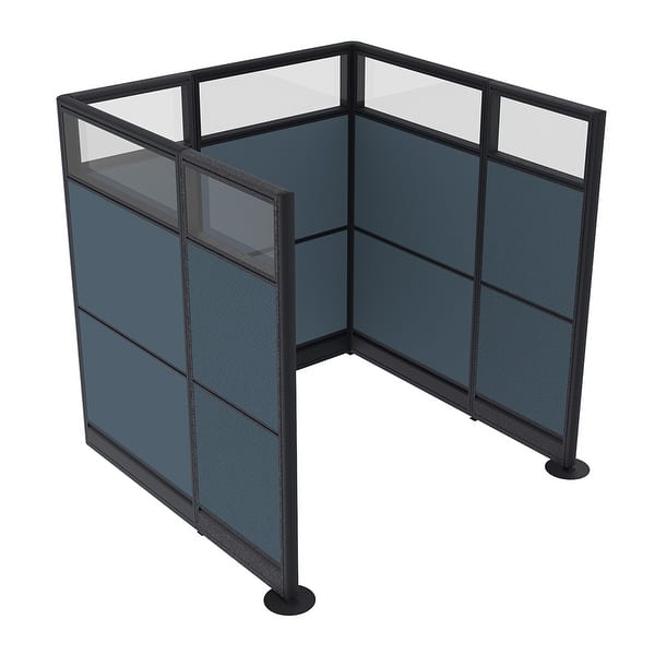 Powered Cubicle Workstation U-Shaped Privacy Office Divider with Glass ...