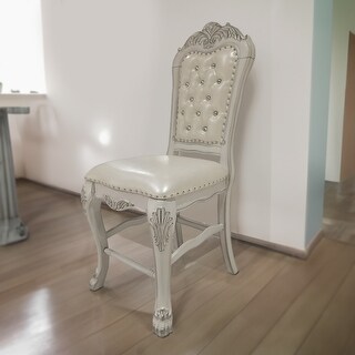 Aurora 22 Inch Counter Height Chair, Set of 2, Button Tufted, Bone ...