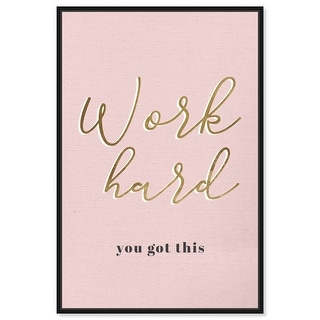Work Hard Blush, Work Hard Inspiration Modern Pink Canvas Wall Art ...