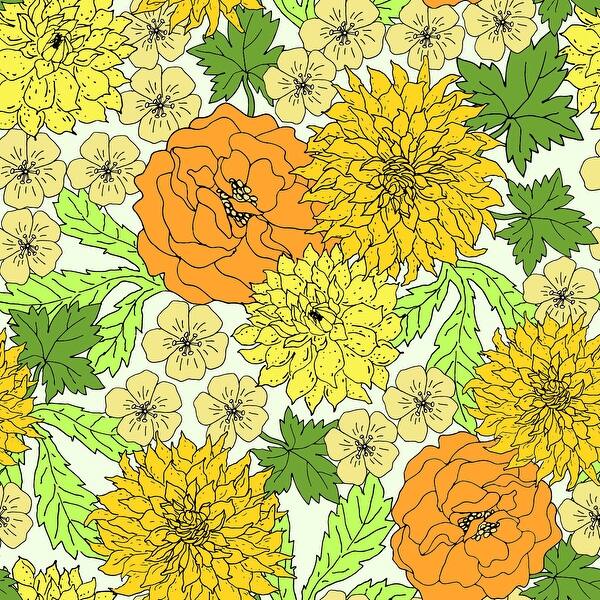 Yellow Floral Wallpaper Peel and Stick and Prepasted - Bed Bath ...
