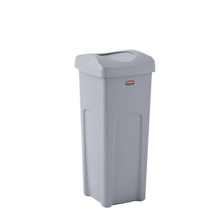 Untouchable Square Trash/Garbage Container with Lid, 23-Gallon, Gray ...