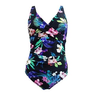 Island Escape Women's Monterey Underwire One-Piece Swimsuit (6, Black ...