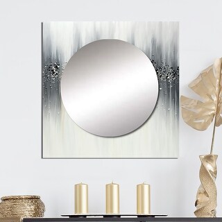Designart "Gentle Gray Serenity" Abstract Painting Wall Mirror ...