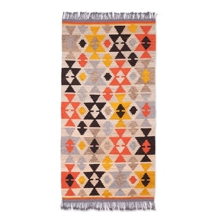 Novica Handmade Triangular Tradition Wool Area Rug (2.5X5) - 2' x 6 ...
