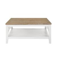 Square Wooden Coffee Table with 1 Shelf in Brown and White - Bed Bath ...