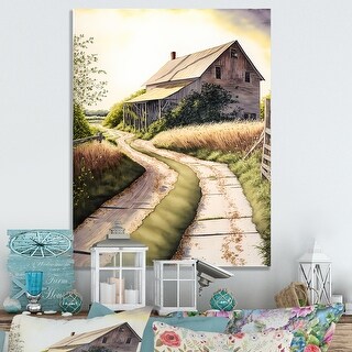 Designart 'Charming Barn And Path II' Farmhouse / Country Canvas Wall ...