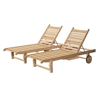 Cairo Outdoor Chaise Lounger Set Teak Wood Patio Furniture Lounge Chair ...