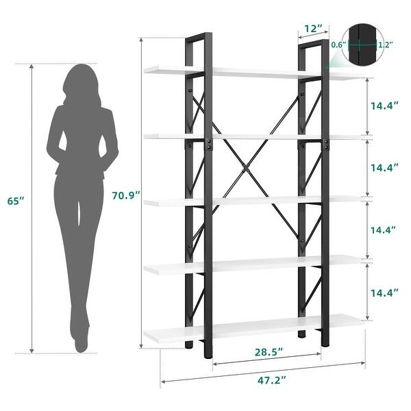 Roul Wood 5-Tier Bookshelf Freestanding 5 Shelf Bookcases Open Display ...