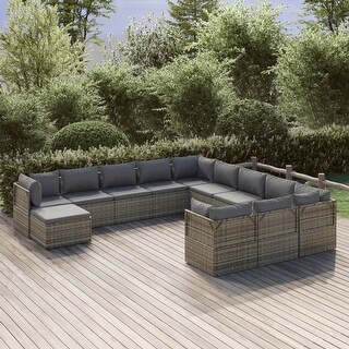 Vidaxl 12 Piece Patio Lounge Set With Cushions Gray Poly Rattan 21 7