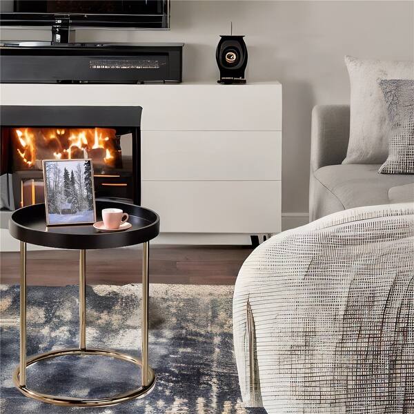 Modern-style Lipped Edge Side Table with Copper Legs - Bed Bath ...