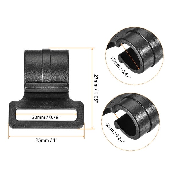 Tent Pole Clips, 12mm ID C Shape Tarp Rod Bracket Plastic Clamp - Black ...
