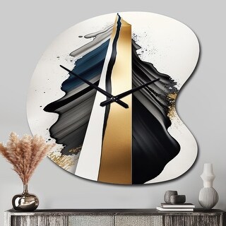 Designart - Black And Gold Cubic Expression VII - Abstract Cubism Large ...