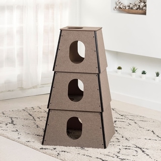 Happystack Cat Tower Model Pyramid Design in Tan Indoor/Outdoor Carpet ...