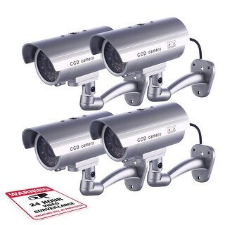 4 Packs Fake Security Camera CCTV Surveillance System with LED Red ...