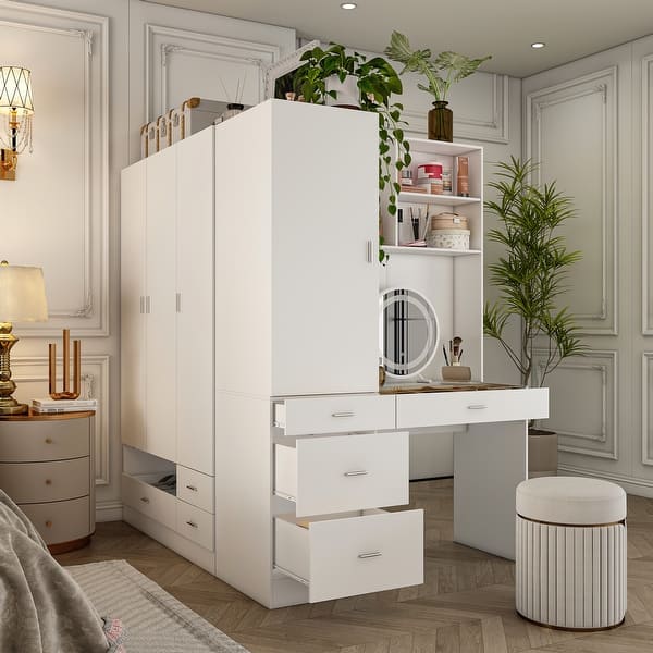 wardrobe with attached dressing table