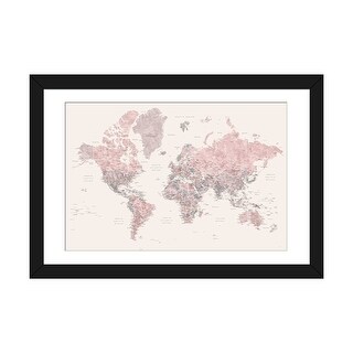 iCanvas "Detailed World Map, Madelia, In Dusty Pink, Grey And Cream" by ...
