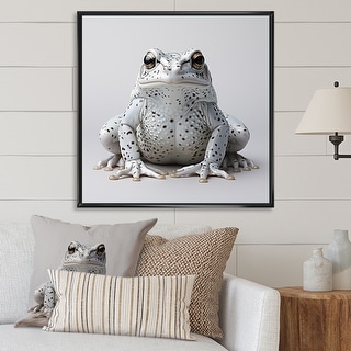 Designart "Black And White Frog Harmony" Frogs & Toads Framed Canvas ...