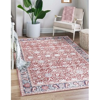 Vintage Medallion Machine Washable Non Slip Area Rugs for Living Room ...