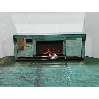 Modern 57" Electric Corner Fireplace with Glossy Silver Finish ...
