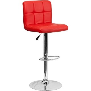 Estella Mid-Back Red Quilted Vinyl Adj Bar/Counter Stool - Bed Bath ...