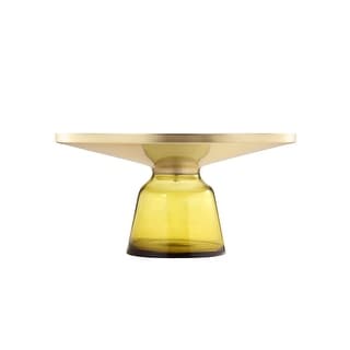 Len 30 Inch Coffee Table, Yellow Blown Glass Bell Base, Funnel Gold ...