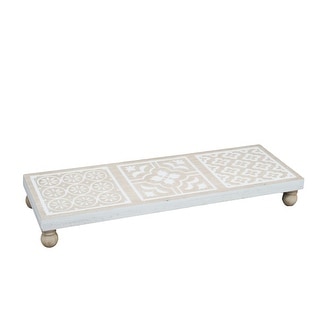 VIP Wood 24 in. White Carved Riser with Triple Damask - Bed Bath ...