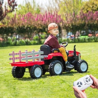 Kids Ride On Tractor, 2 in 1 Electric Vehicle with Remote Control ...
