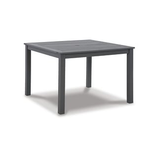 42 Inch Outdoor Square Dining Table, Planked Top, Gray Wood Straight ...
