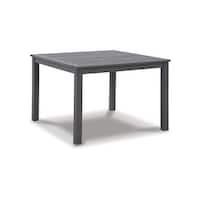 42 Inch Outdoor Square Dining Table, Planked Top, Gray Wood Straight ...