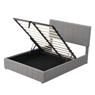 Full Size Upholstered Platform Bed with Underbed Hydraulic Storage ...