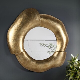 Antique Champagne Wall Mirror Mid-Century Modern Round Floral Resin ...