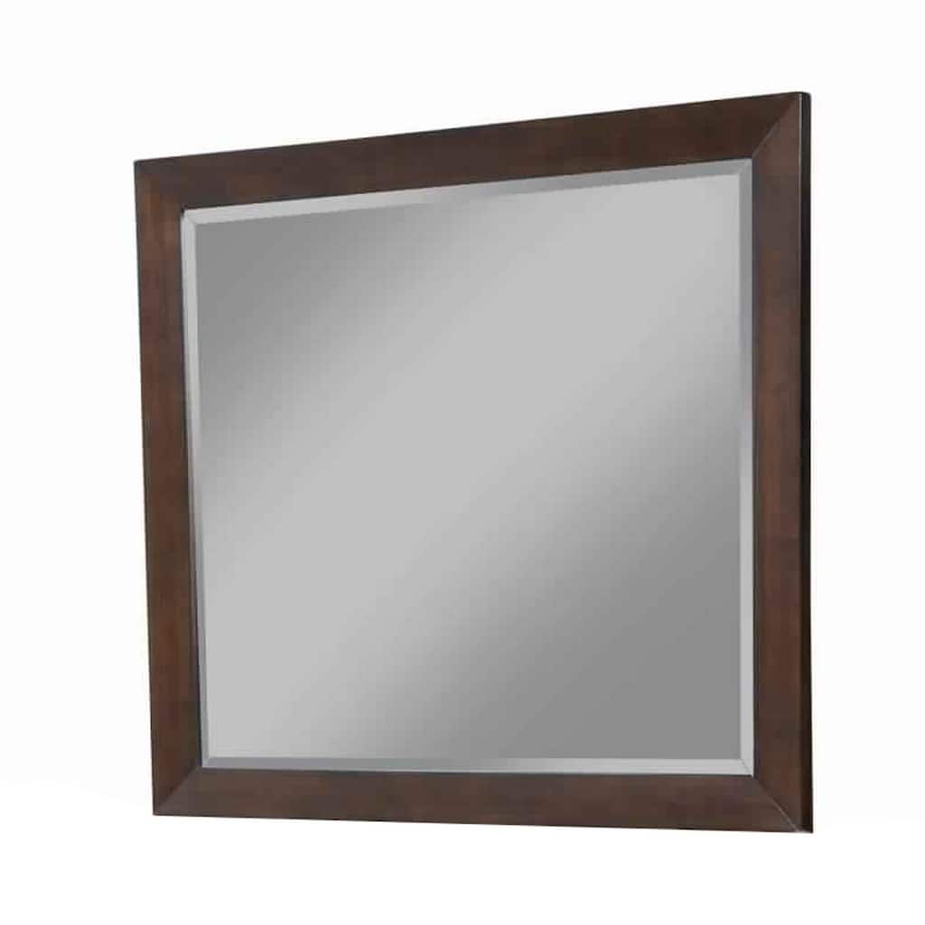 Mid Century Modern Rectangular Molded Mirror with Wooden Frame, Brown ...