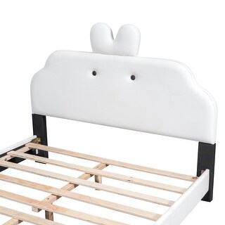 PU Leather Upholstered Platform Bed with Cartoon Headboard & Footboard ...