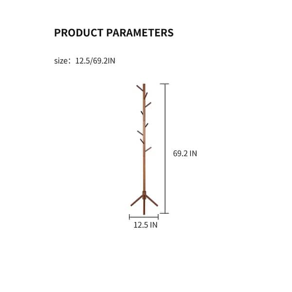 Wooden Tree Coat Rack Stand Adjustable Sizes Free Standing Coat Rack ...
