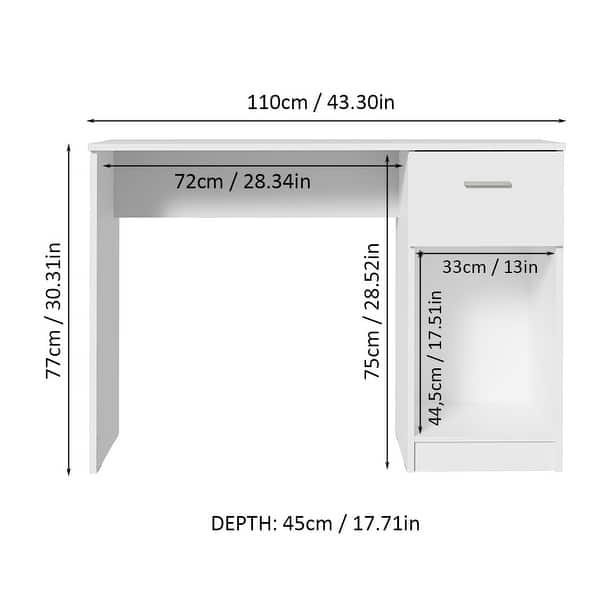 Madesa Compact Computer Desk Study Home Office 43 Inch Student Writing ...