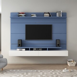Blue TV Stand Floating Media Console Table for TVs Up to 80" - 72.20" x ...