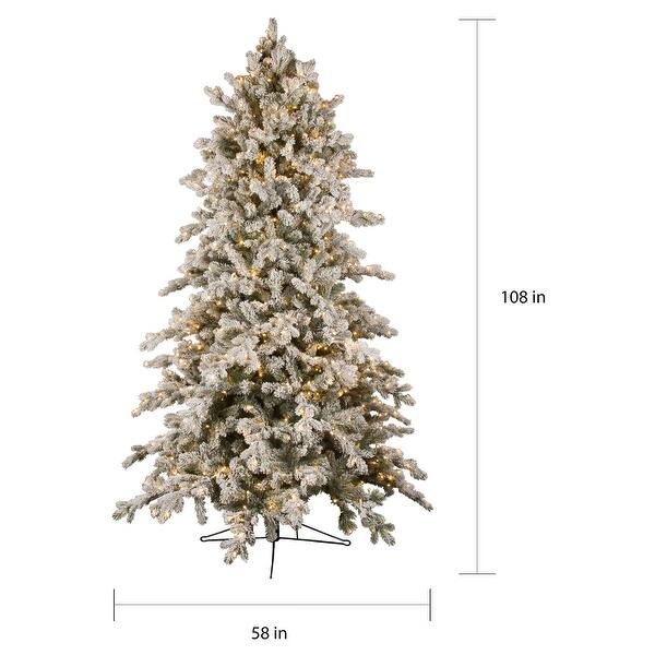 Forever Tree 9' Deluxe Downswept Slim Snowy Douglas Fir Power Pole Tree ...
