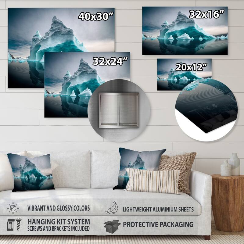 Designart 'North Atlantic Blue And White Iceberg IV' Coastal Metal Wall ...