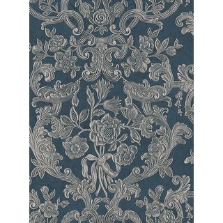Seabrook Designs Tabor Floral Scroll Unpasted Wallpaper - Bed Bath ...