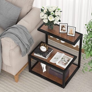 3-Tier Multifunctional End Table with Natural Finish,Brown - Bed Bath ...