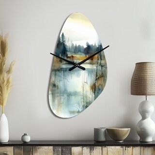 Summer Lake Landscape Illustration II - Lake Wall Clocks in Fall Shape ...