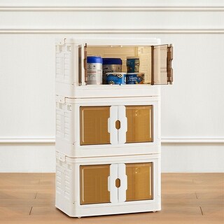 37QT 3 Pack Stackable Lockable Plastic Storage Bins w/ Doors & Wheels ...