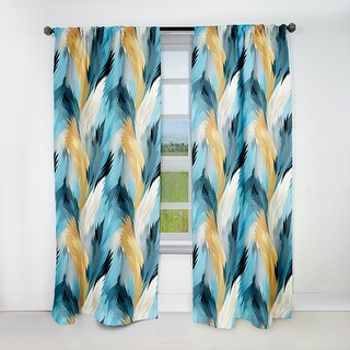 Designart "Turquoise Contemporary Ikat Fusion" Abstract Blackout ...