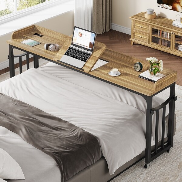 71 inch Overbed Table with Height Adjustable Queen Size Bed Table Bed Bath Beyond 41528715